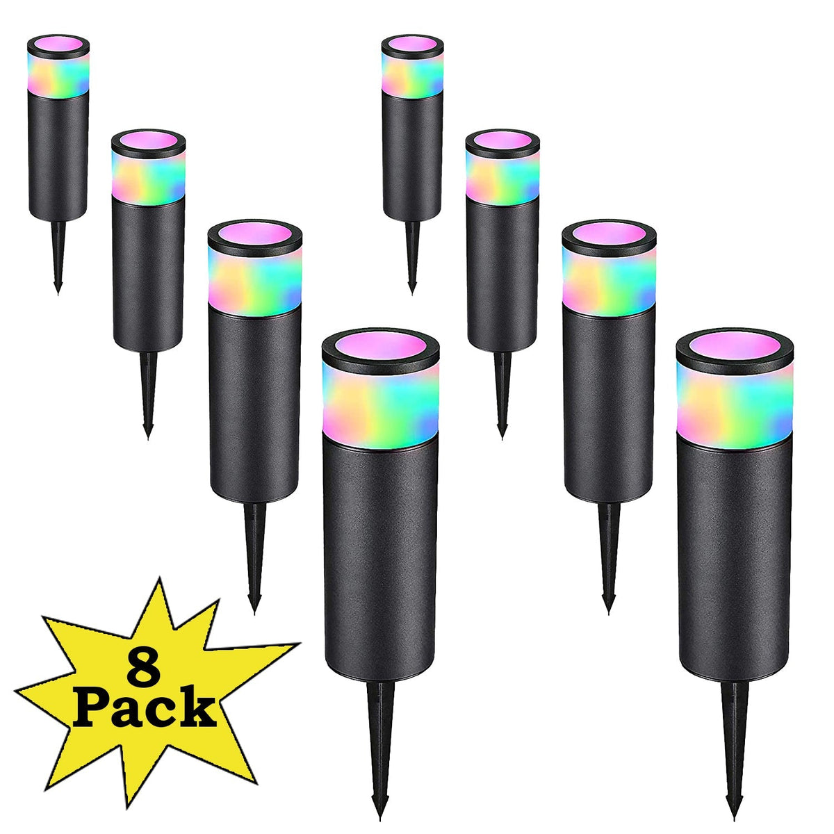 ALPR08 8-Pack RGB LED Landscape Pathway Lights Package, 4.5W Low Volta ...