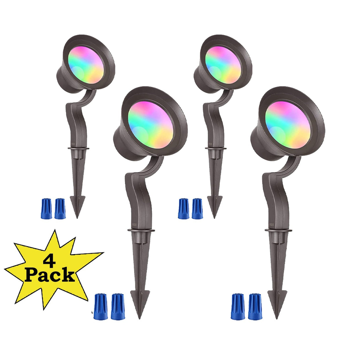 ALSR03 4-Pack RGB LED Landscape Spot Lights Package, 12W Low Voltage 1 ...