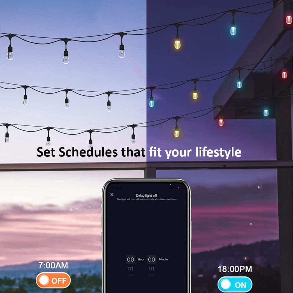 SLR100 LED RGBCWIC Smart Bistro String Lights Color Changing Outdoor W ...