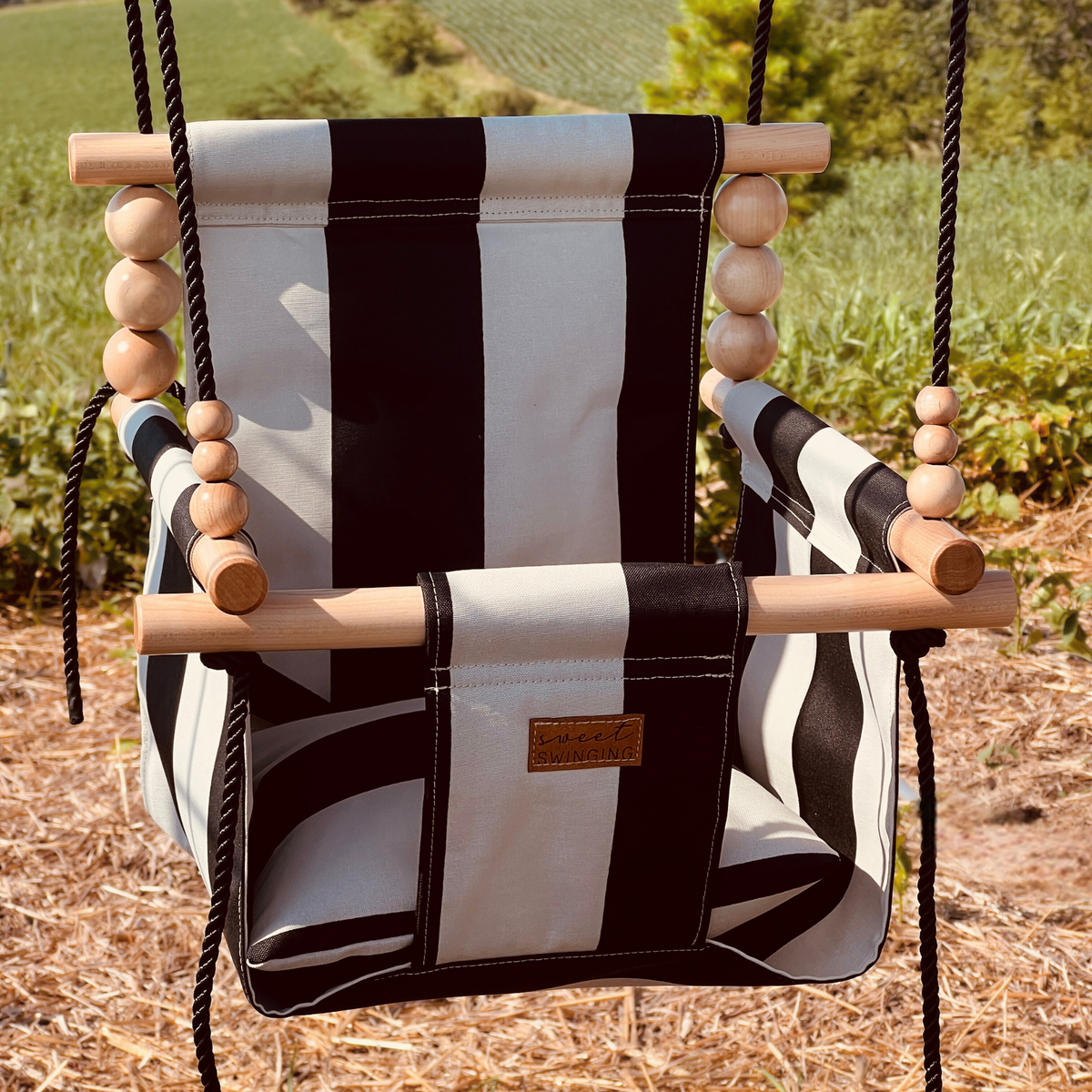 Outdoor Wide Cream and Black Stripe — Outdoor Rooms by Design